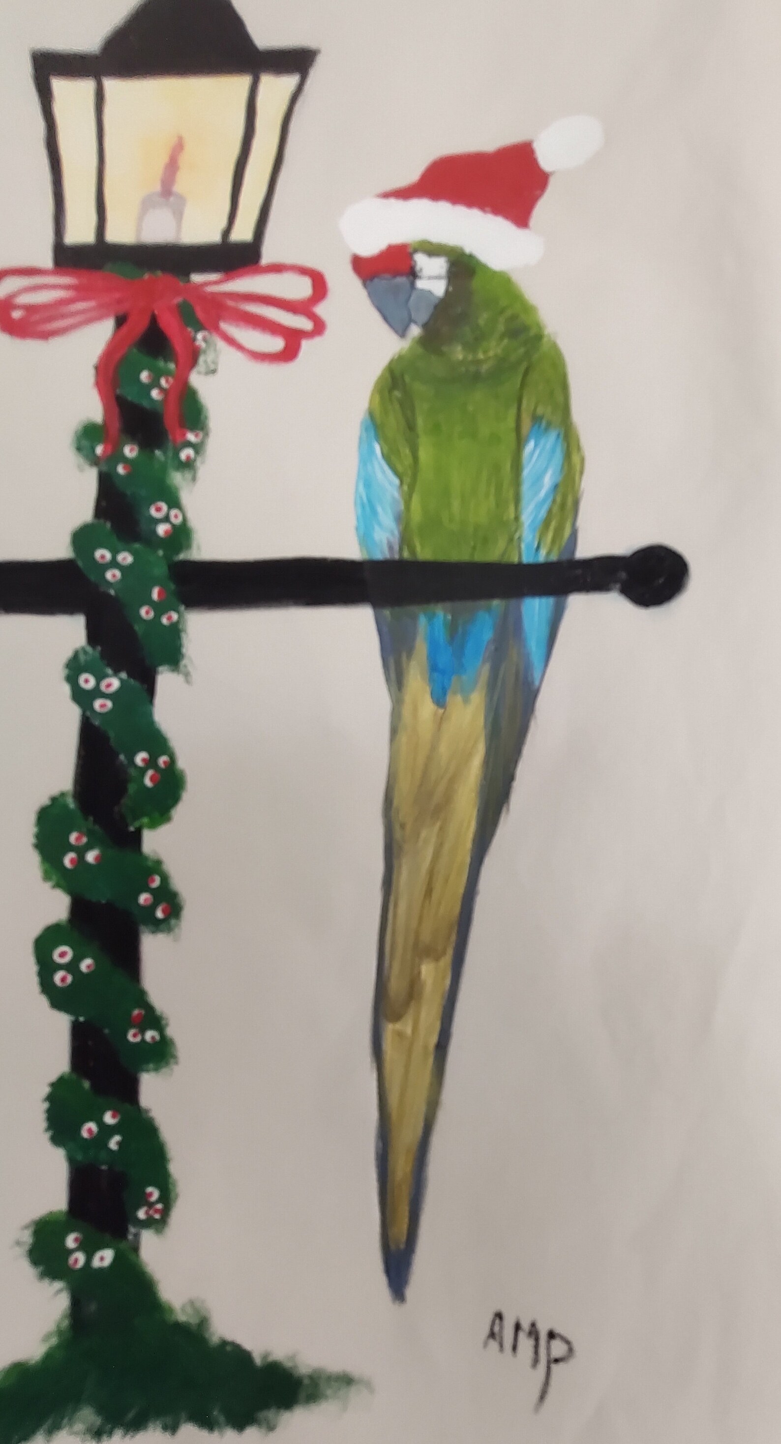 Hanging Art, Christmas Military Macaw Pair, Handmade and Hand Painted ...