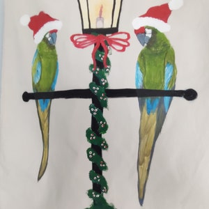 Hanging Art, Christmas Military Macaw Pair, Handmade and Hand Painted ...