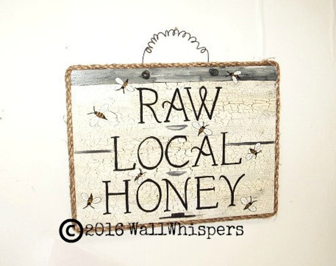 Raw Local Honey Sign Honeybee Beehive Beekeeper Art Apiary - Etsy