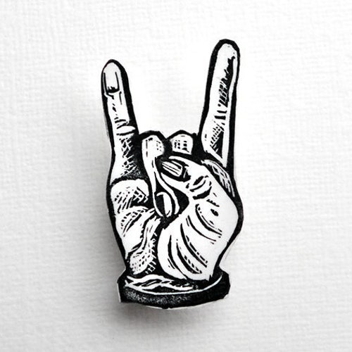 Sign of the Horns Badge Hand Gesture Badge Hand Pin Hand - Etsy