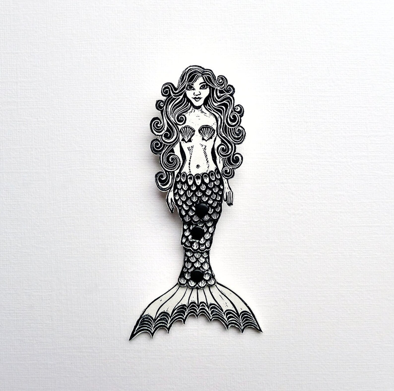 Mermaid Brooch With Moving Fin Tail Mermaid Badge With - Etsy