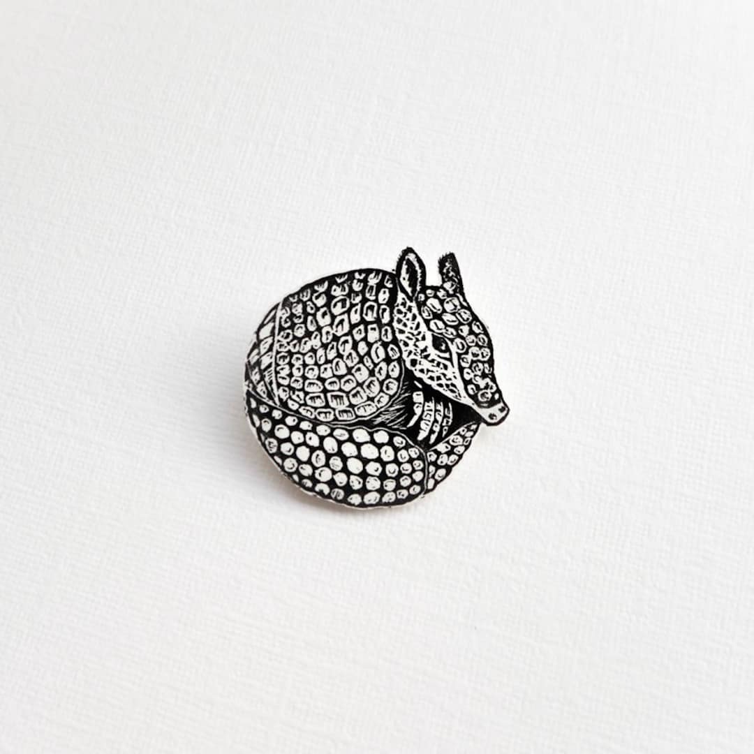 Armadillo Brooch, Curled up Armadillo Pin Badge. - Etsy