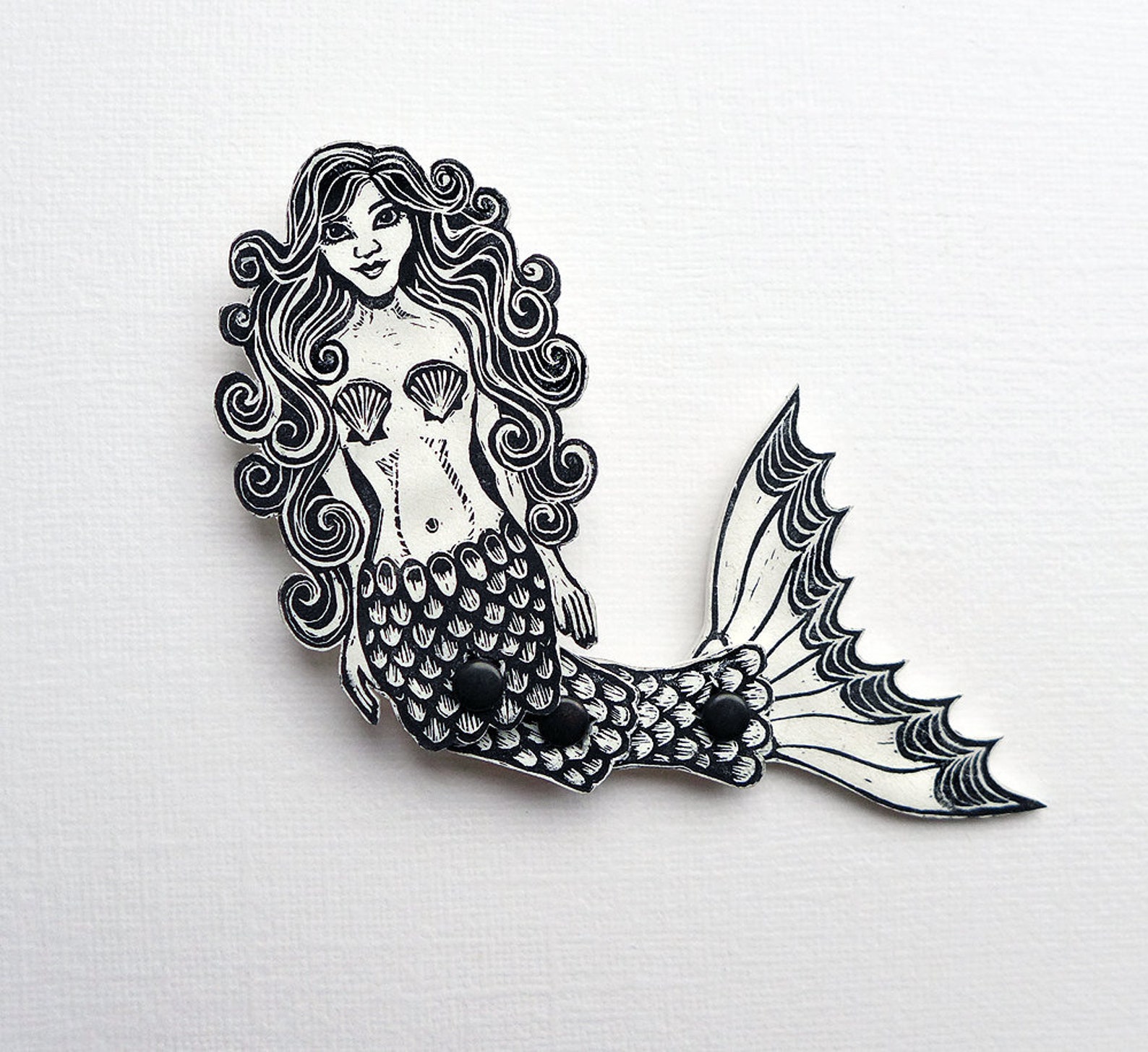 Mermaid Brooch With Moving Fin Tail Mermaid Badge With - Etsy