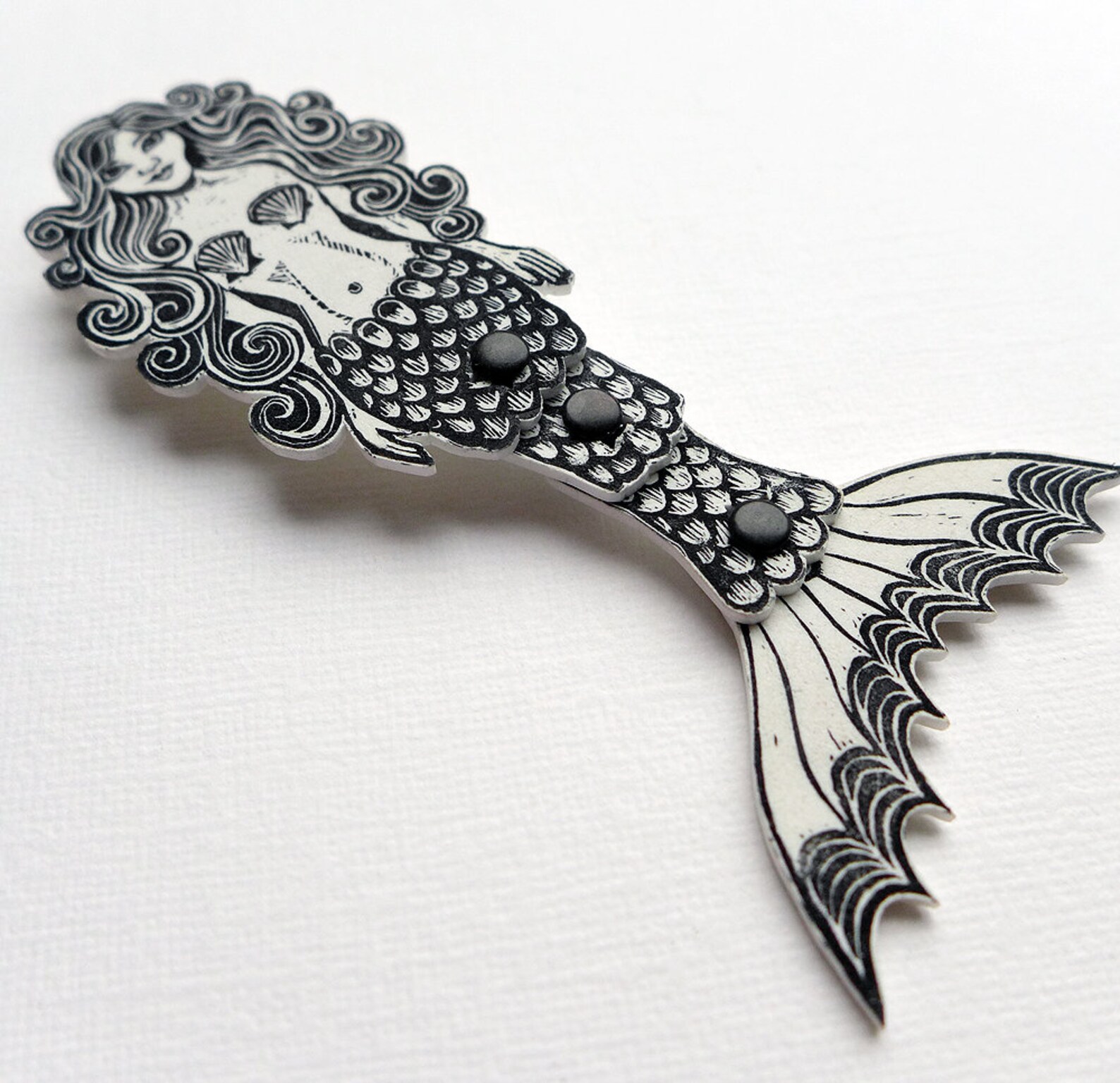 Mermaid Brooch With Moving Fin Tail Mermaid Badge With - Etsy