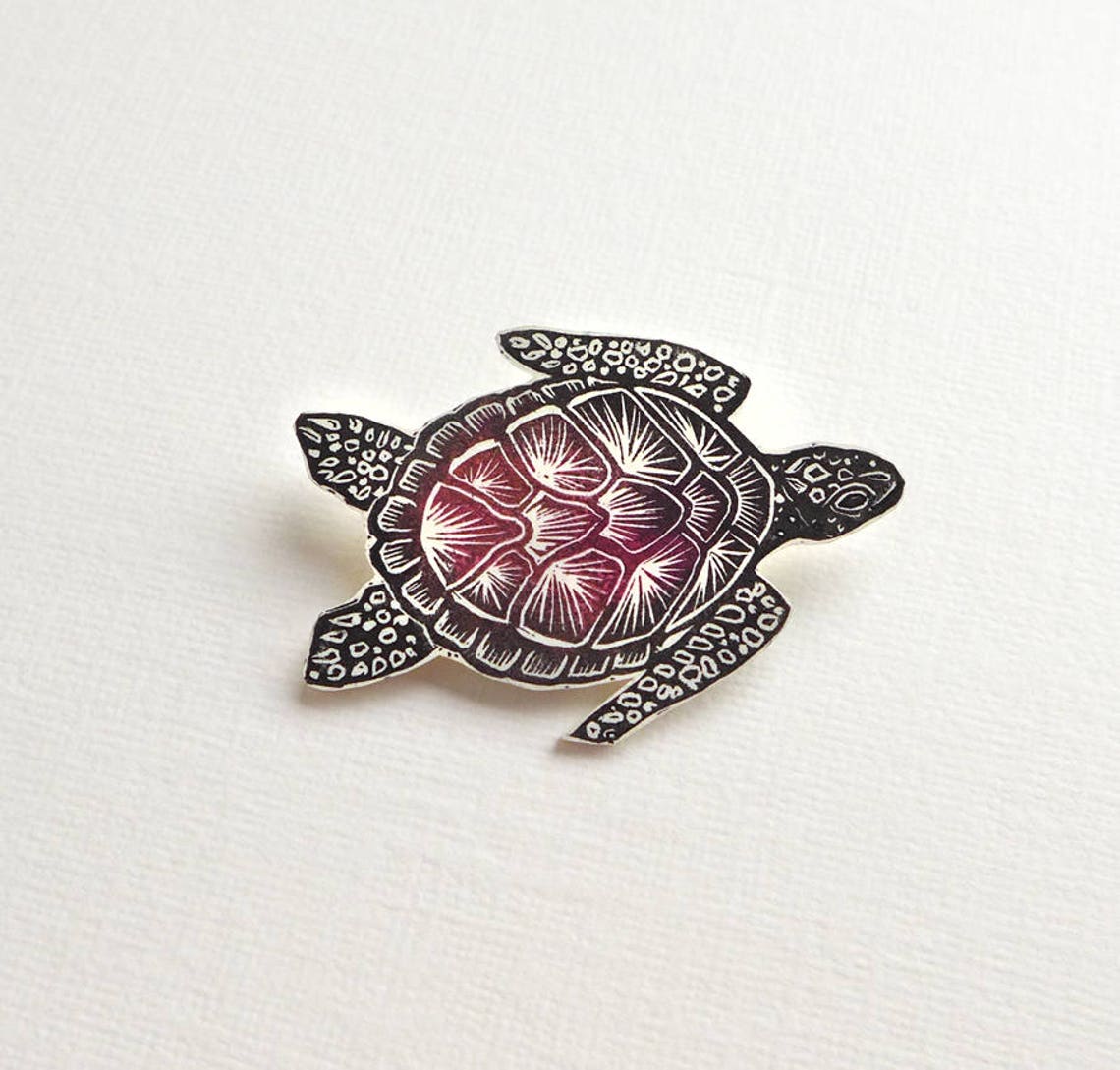 Turtle Brooch Sea Turtle Pin Badge - Etsy