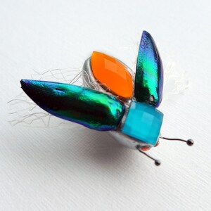 Neon Beetle Brooch, With Real Jewel Beetle Elytra wing Cases ...