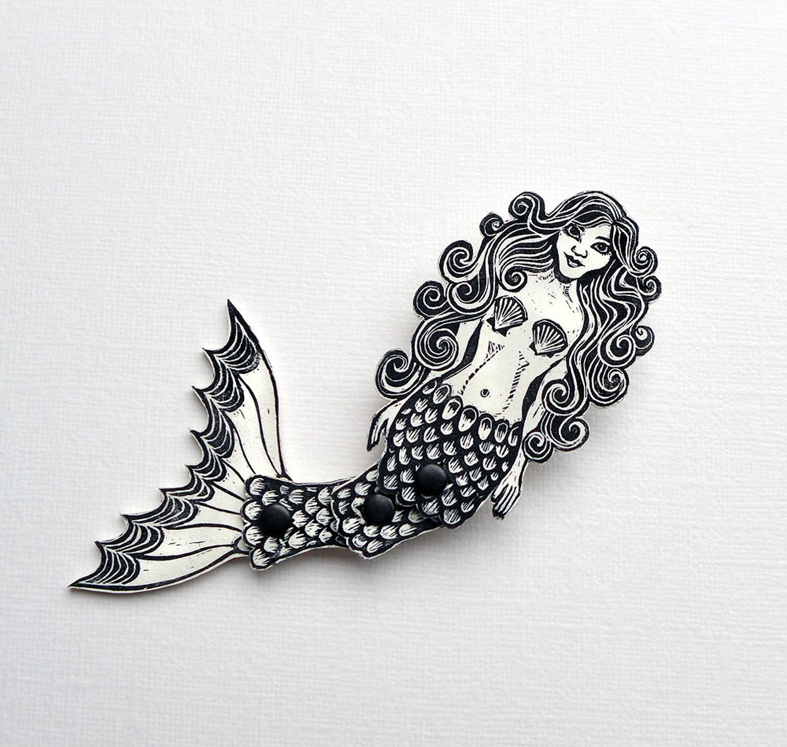 Mermaid Brooch With Moving Fin Tail Mermaid Badge With - Etsy