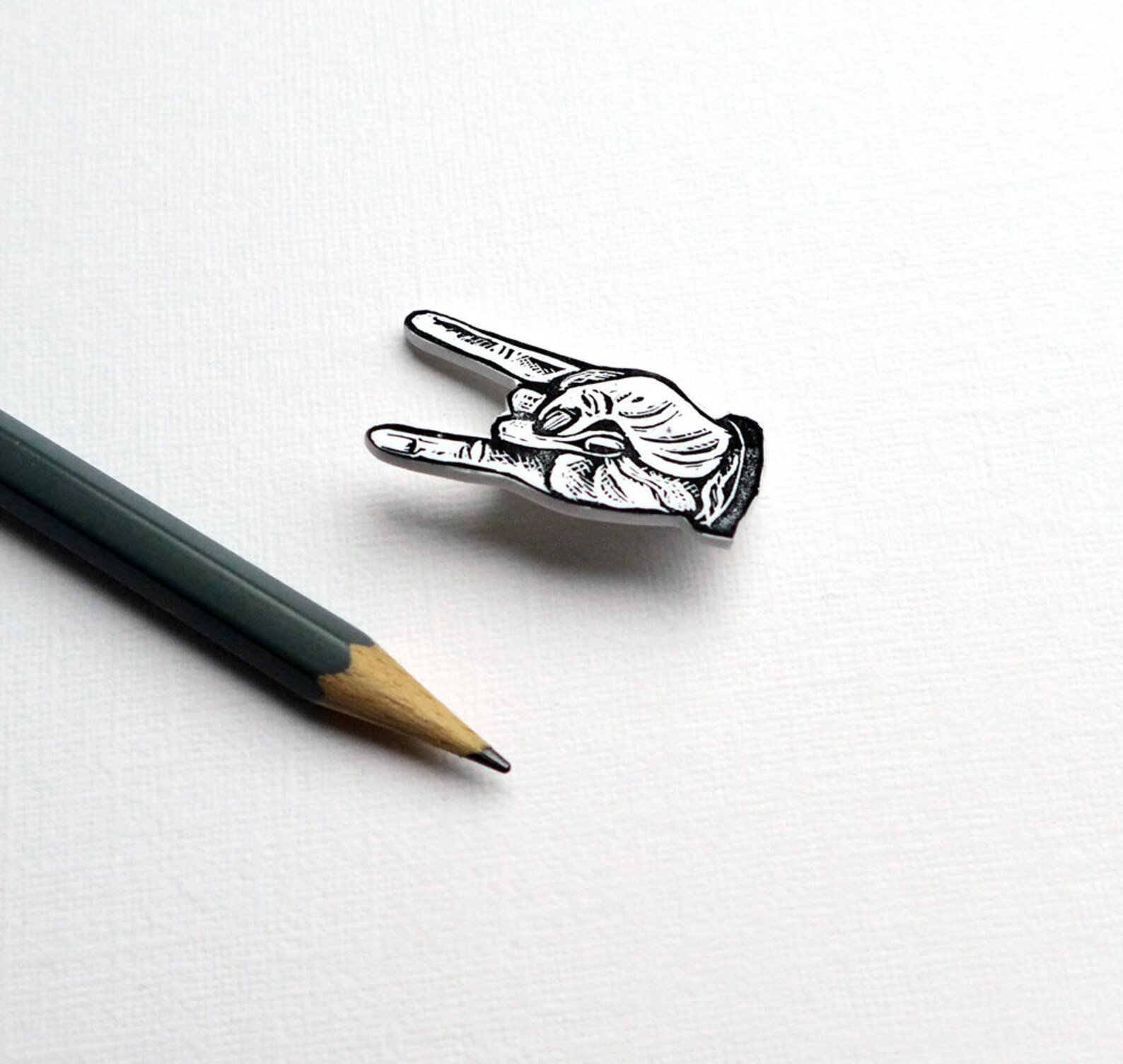 Sign of the Horns Badge Hand Gesture Badge Hand Pin Hand | Etsy