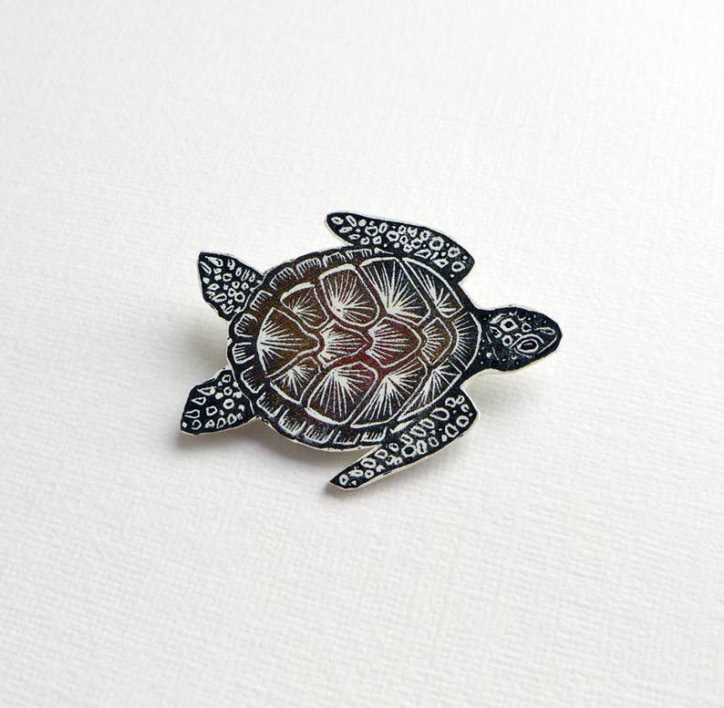 Turtle Brooch Sea Turtle Pin Badge - Etsy