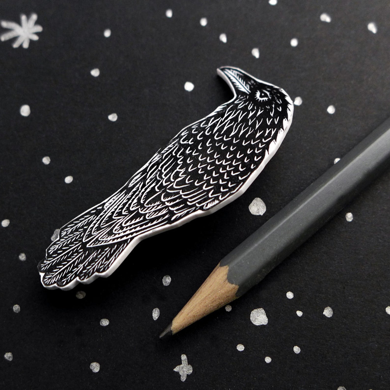 Raven Brooch Crow Pin Corvid Badge After Huginn and Muninn - Etsy