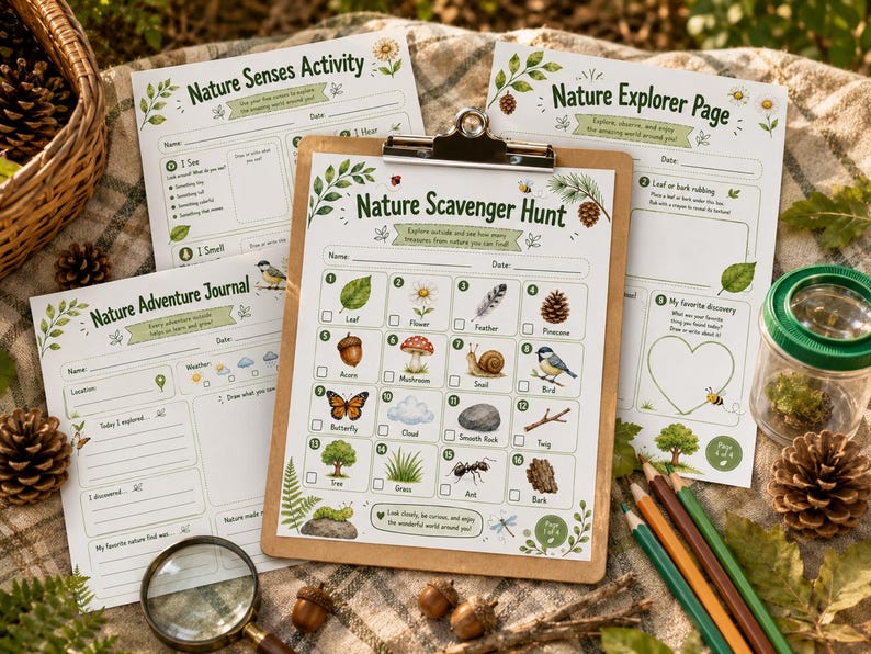 Nature Scavenger Hunt Bundle, Outdoor Activity Pack, Kids Camping ...