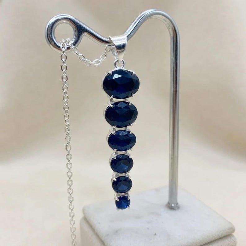 Buy Natural Blue Sapphire Crystal Pendant 50ct, Deep Blue Gemstone ...