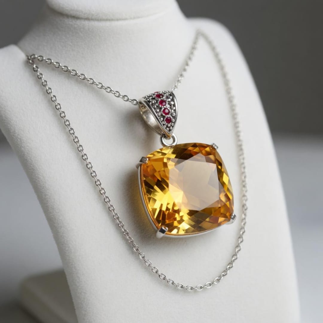 Buy Cushion Cut Yellow Sapphire Pendant, Natural Sapphire Necklace ...