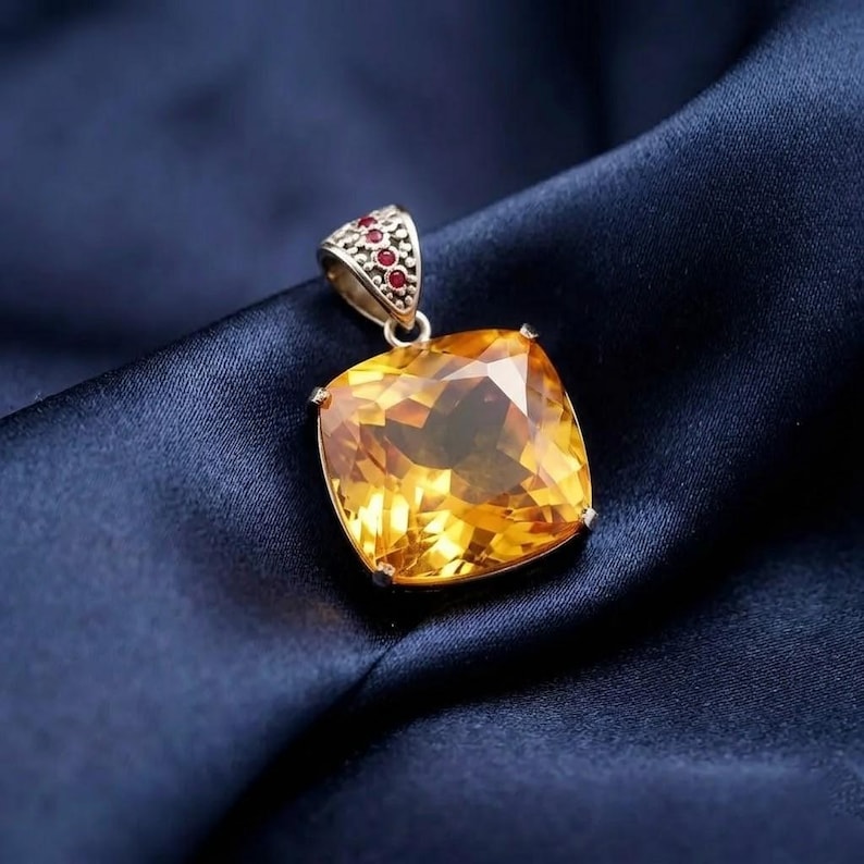 Buy Cushion Cut Yellow Sapphire Pendant, Natural Sapphire Necklace ...