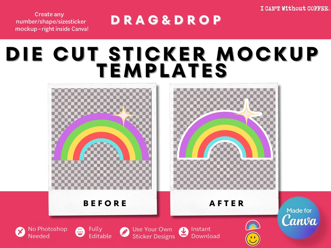 Canva Die Cut Sticker Mockup Template, Sticker Mockup, Printify Sticker ...