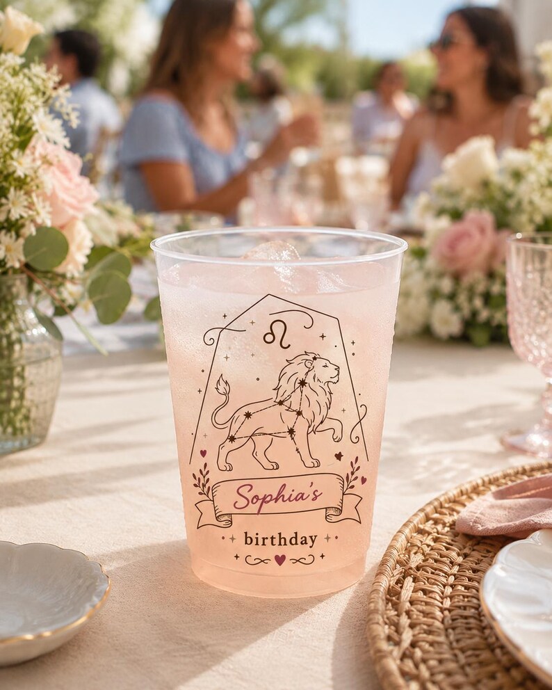 Personalized Leo Zodiac Birthday Cups | Custom Lion Astrology Party ...