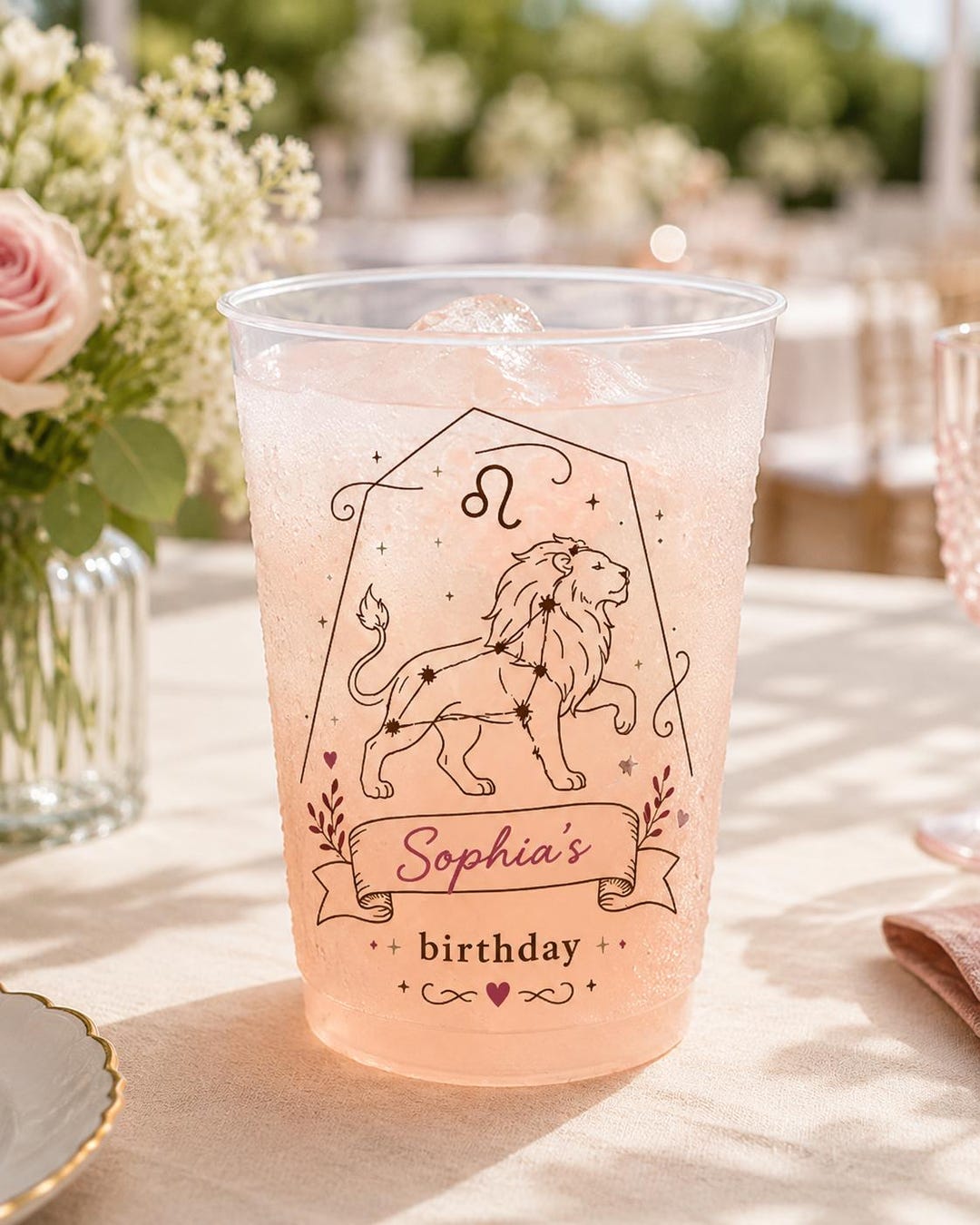 Personalized Leo Zodiac Birthday Cups | Custom Lion Astrology Party ...