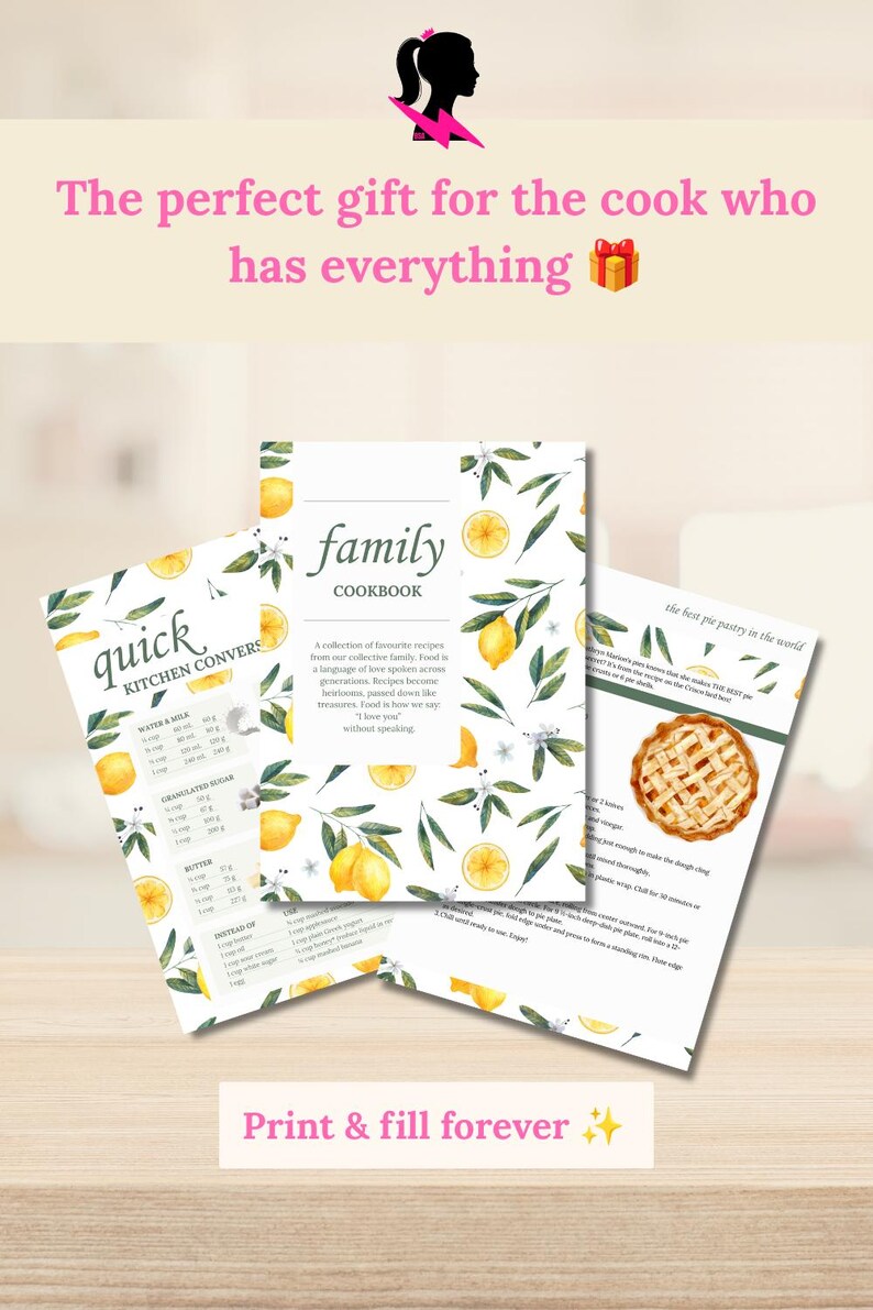 Fillable Family Recipe Book PDF | Keepsake Cookbook (digital Download ...