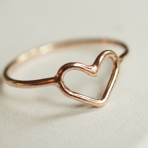 14k Gold Heart Promise Ring - Etsy