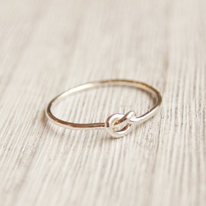 Friendship Knot Ring Silver Stackable Thin and Tiny Ring, Bridesmaid ...