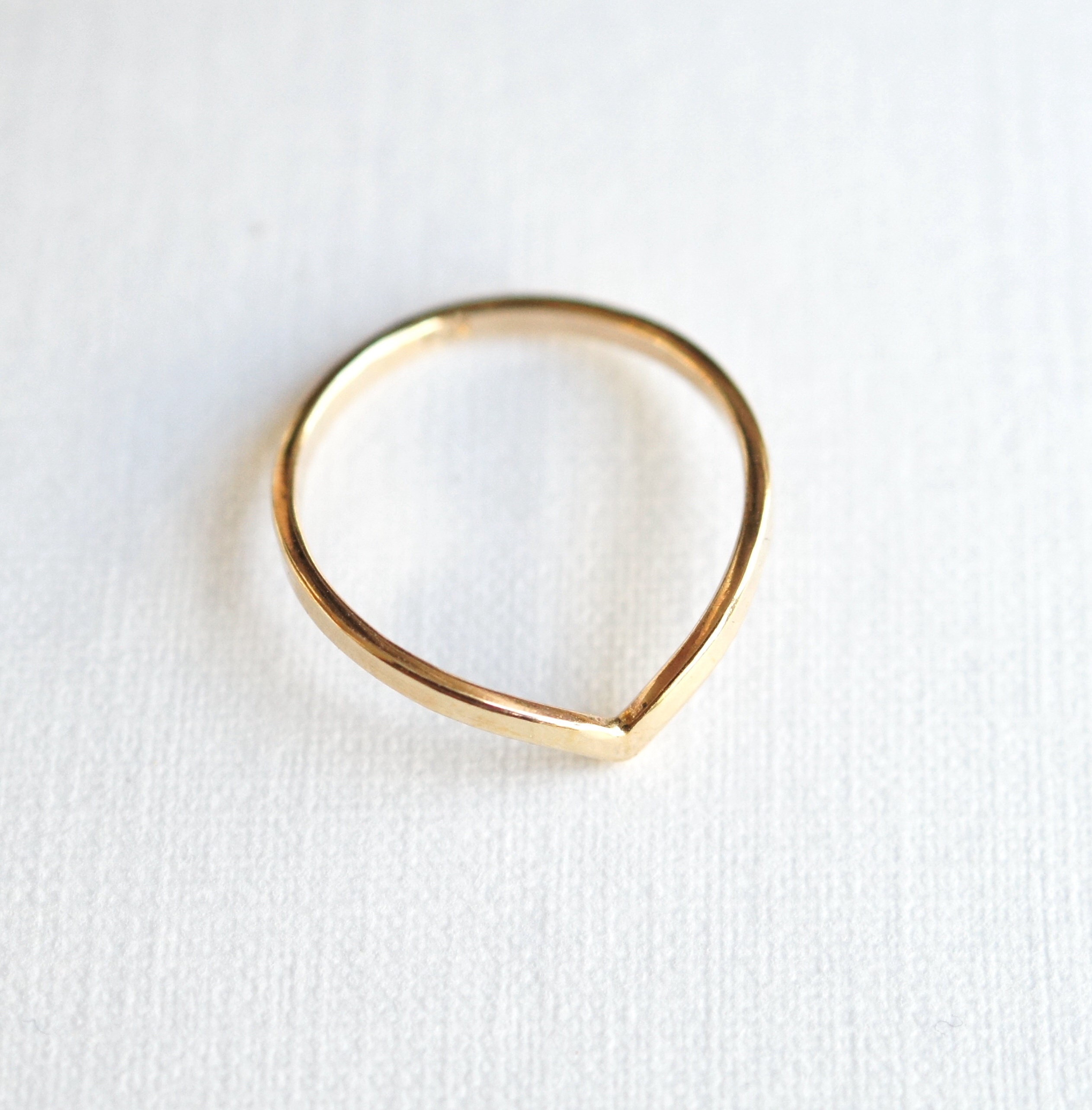 Chevron ring V ring contour ring chevron ring solid 10k | Etsy