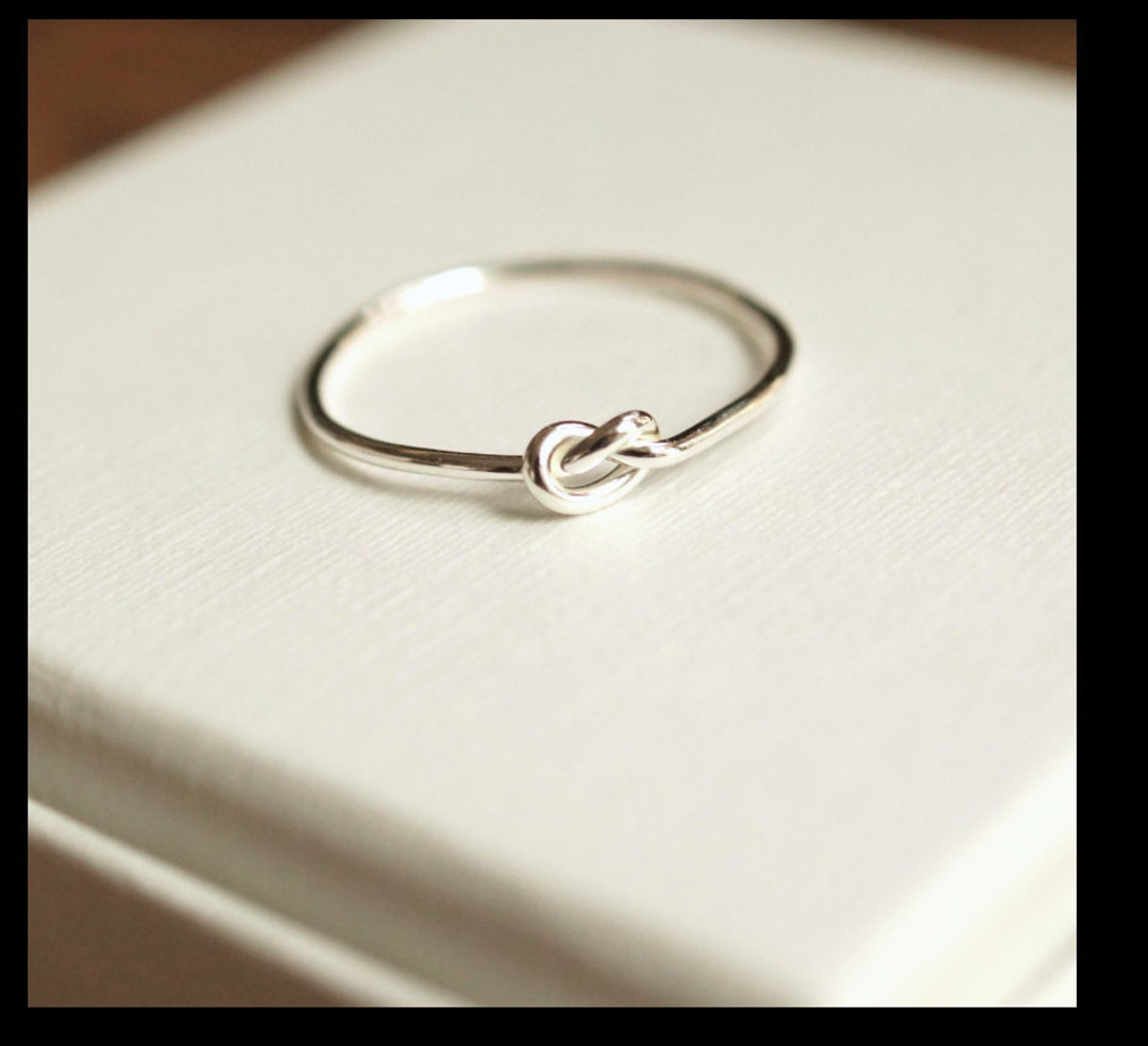 Friendship Knot Ring Silver Stackable Thin and Tiny Ring, Bridesmaid ...