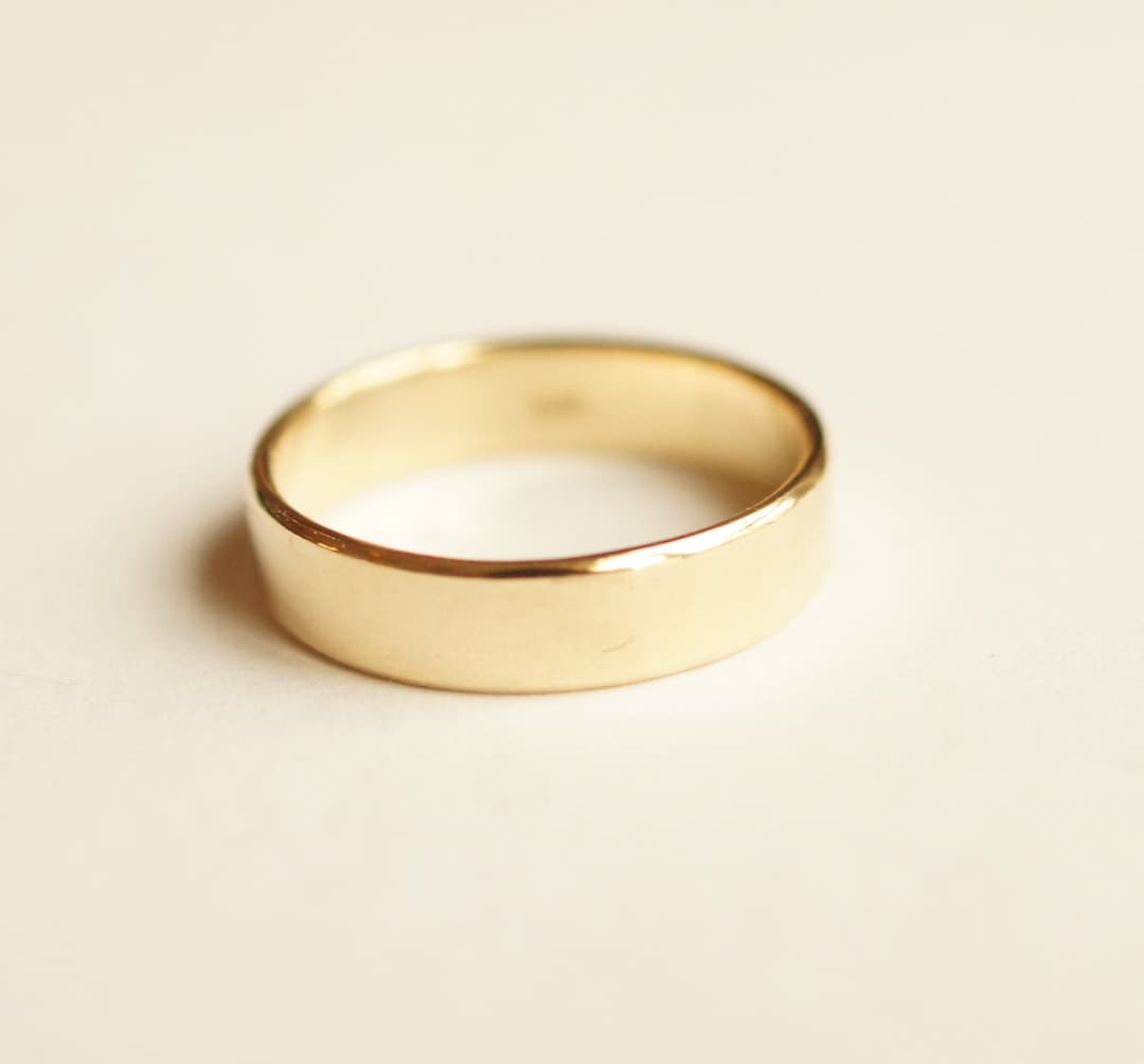 4 Mm 10k Gold Band, Wide Band Low Profile Cigar Band Ring Style ...