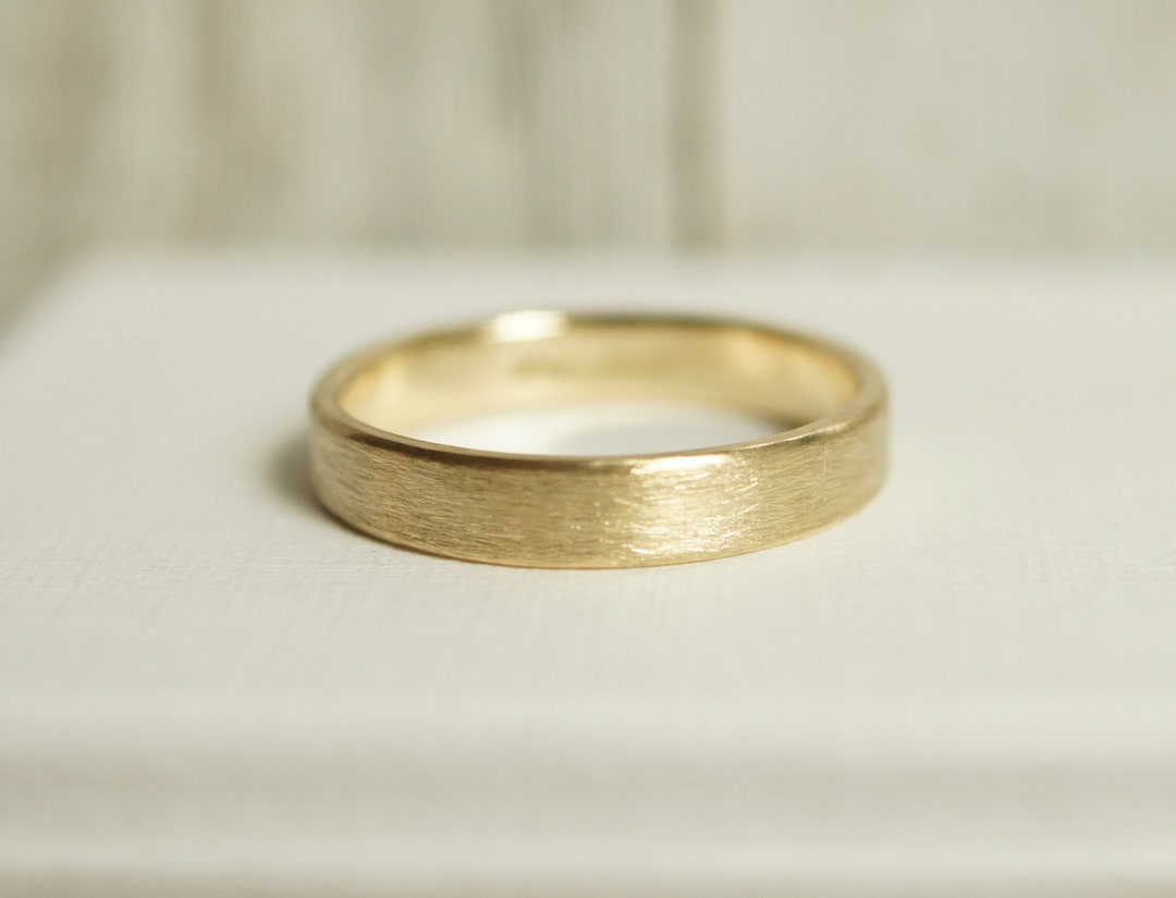 4 Mm Simple Solid Gold Ring Wedding Band, 10k Yellow, White Gold ...