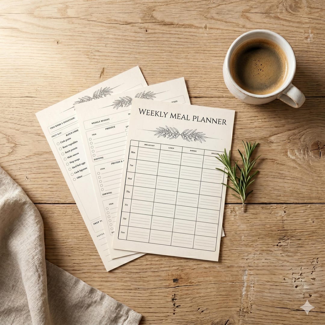 Weekly Meal Planner Printable PDF, Grocery List Template, Meal Planning ...