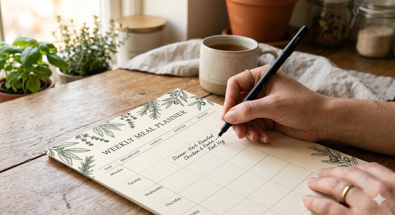 Weekly Meal Planner Printable PDF, Grocery List Template, Meal Planning ...
