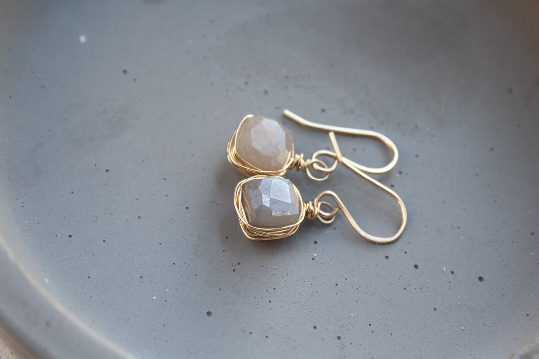 Small Gemstone Earrings, Silverite Earrings, Gold Drop Earrings, Dainty ...