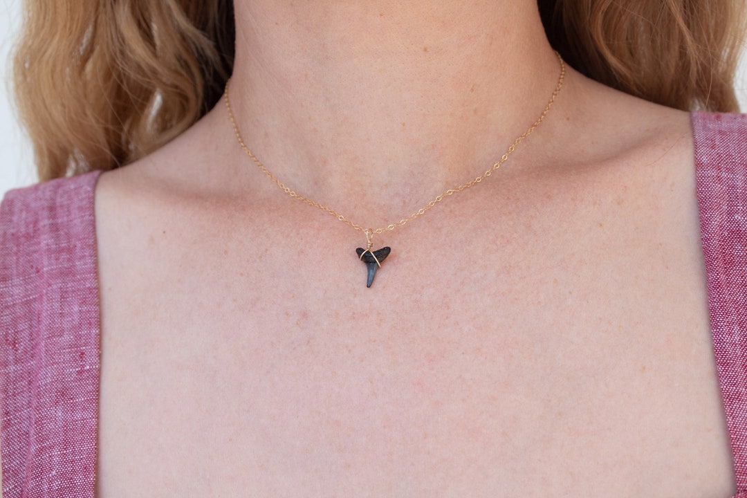 Real Shark Tooth Necklace, Black Tooth Necklace, Dainty Shark Tooth ...