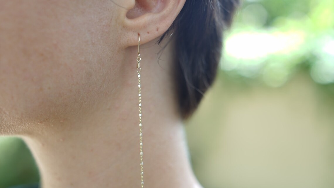 Extra Long Earrings Gold Filled Chain Earrings Long - Etsy