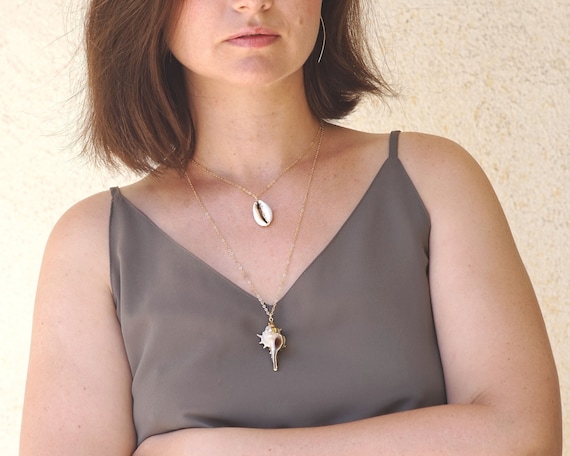 Snail Shell Necklace Big Seashell Necklace Conch Shell - Etsy