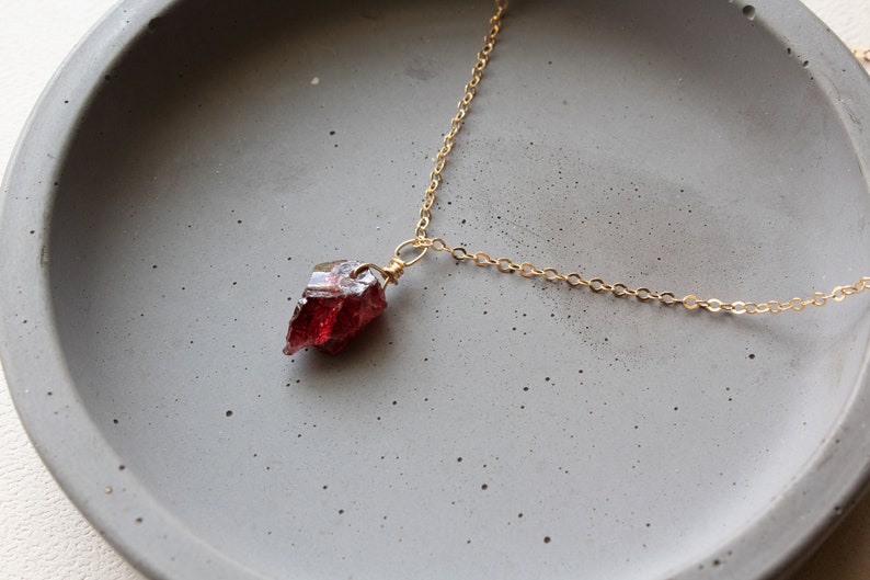 Raw Garnet Pendant Necklace: January Birthstone, Gold Filled or ...