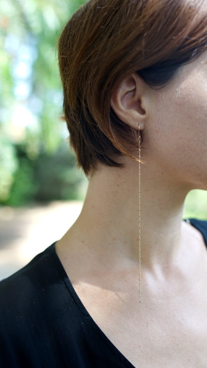 Extra Long Earrings Gold Filled Chain Earrings Long - Etsy
