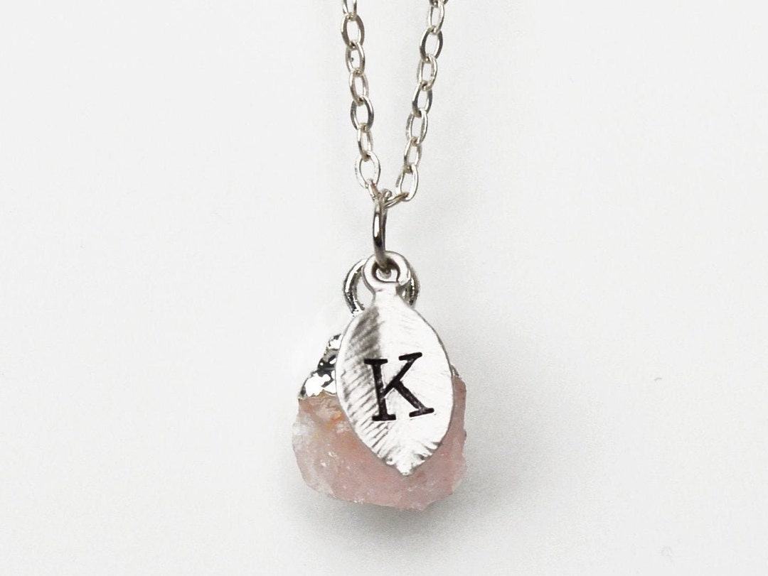 Rose Quartz Raw Birthstone Necklace, October Birthstone Necklace ...