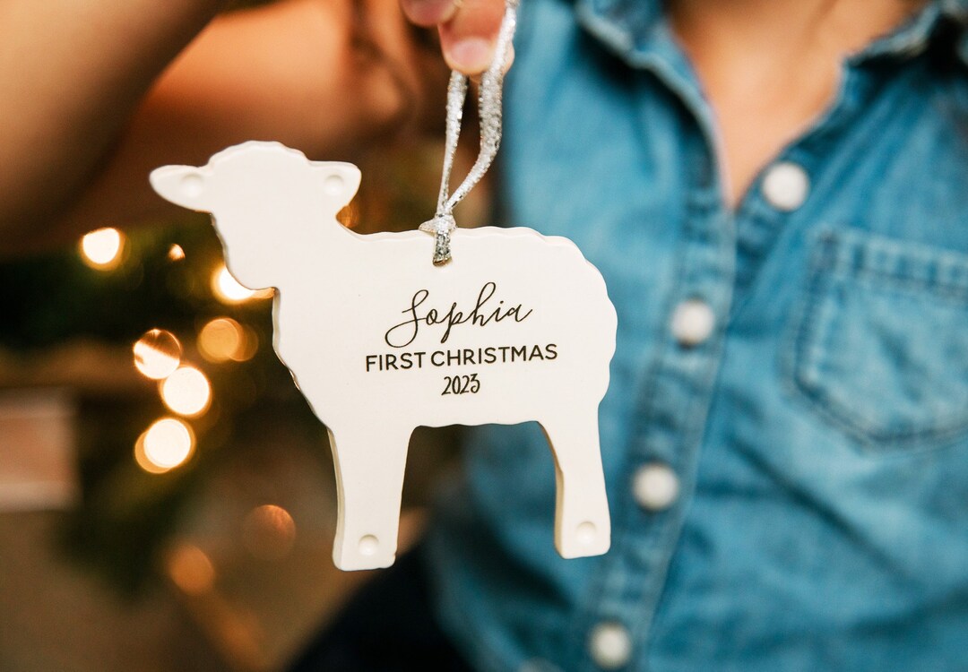 Lamb Christmas Ornament, Personalized Baby's First Christmas 2026 ...