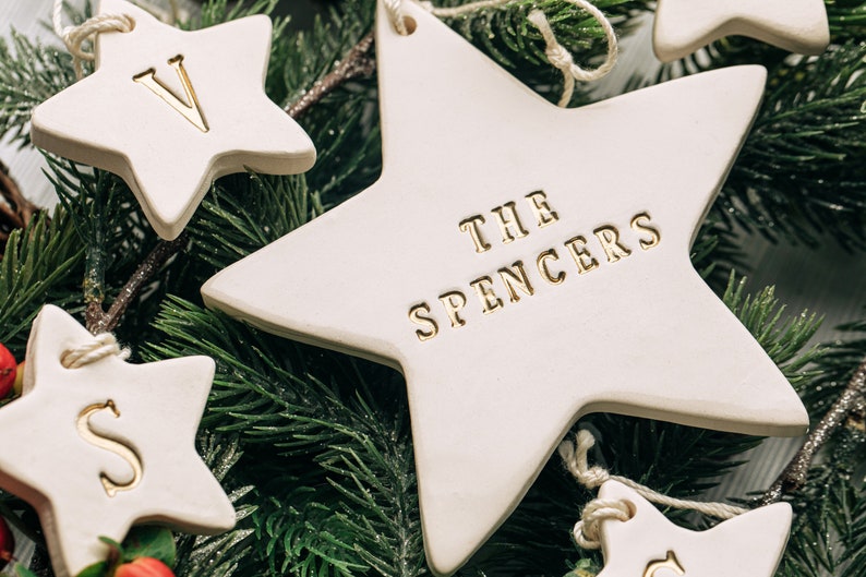 Family of 4 Customized Star Christmas Ornaments - Family Ornament Set ...