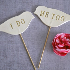 I Do Me Too - Bird Wedding Cake Toppers - READY TO SHIP - Gold, Silver ...