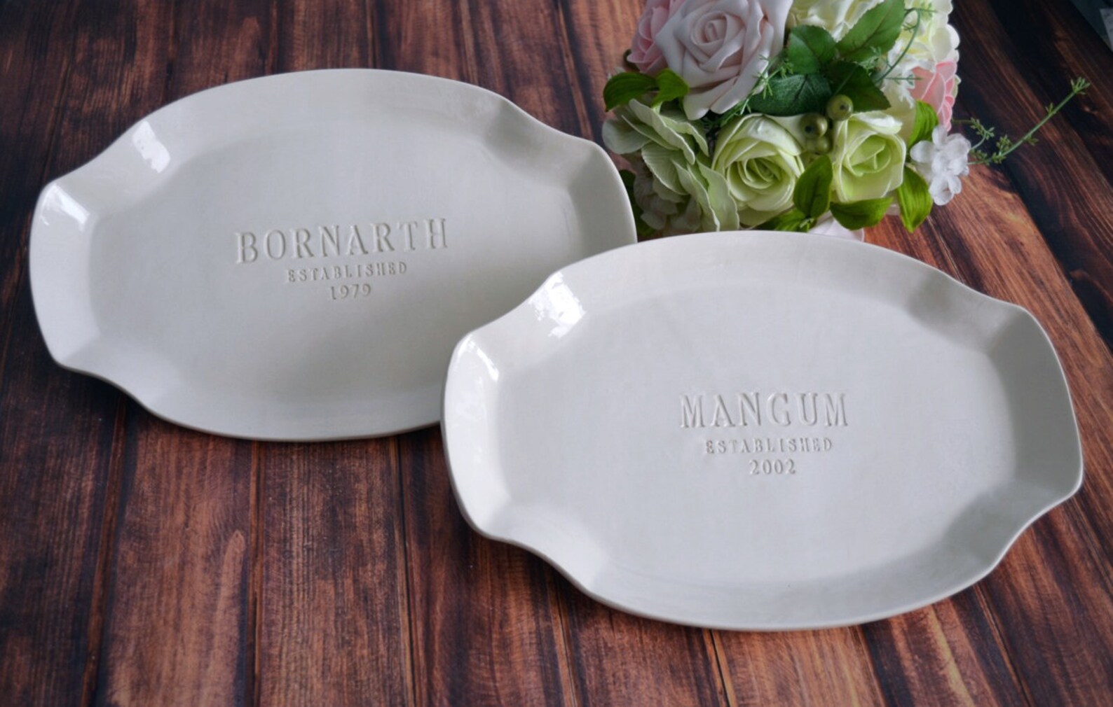 Gift for Parents - (2x) Set of Personalized Platters - With Initials ...