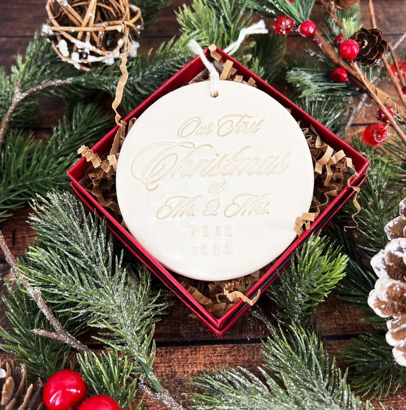 Personalized Our First Christmas as Mr. & Mrs. Ornament: Newlywed Gift ...