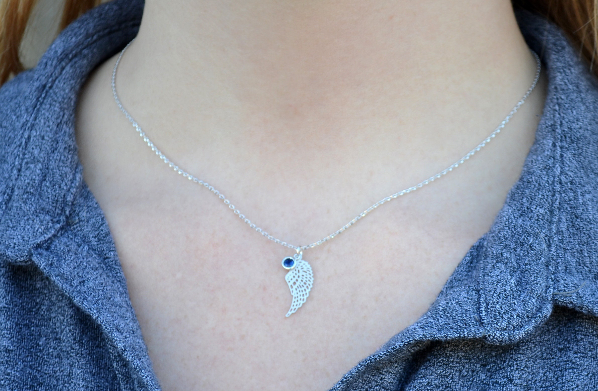 Silver Wing Necklace Sympathy Necklace Angel Wing Necklace | Etsy