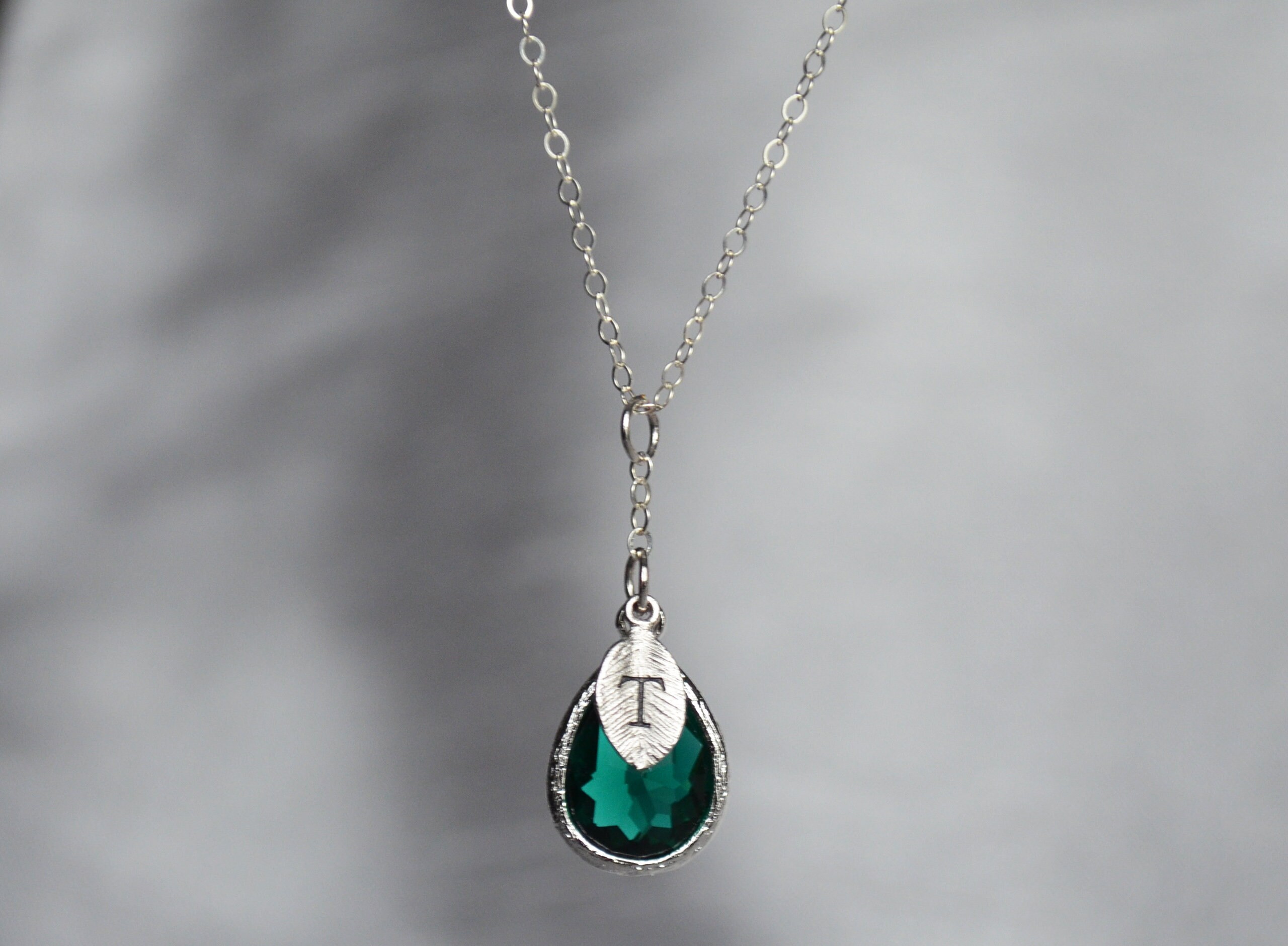 Emerald Necklace May Birthstone Necklace Bridesmaid Gift | Etsy