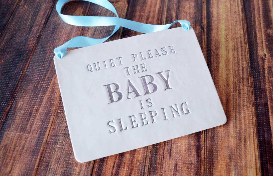 Quiet Please, the Baby is Sleeping Sign - Newborn Gift, New Baby Gift ...