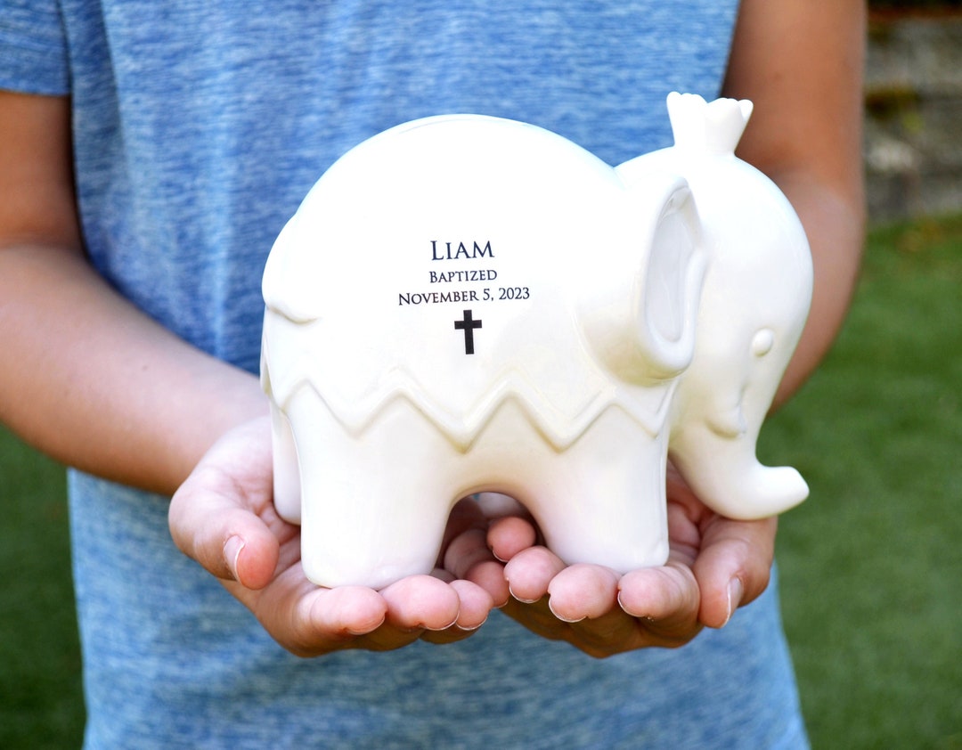 Baptism Gift, Personalized Elephant Bank, Baby Gift, Confirmation Gift ...