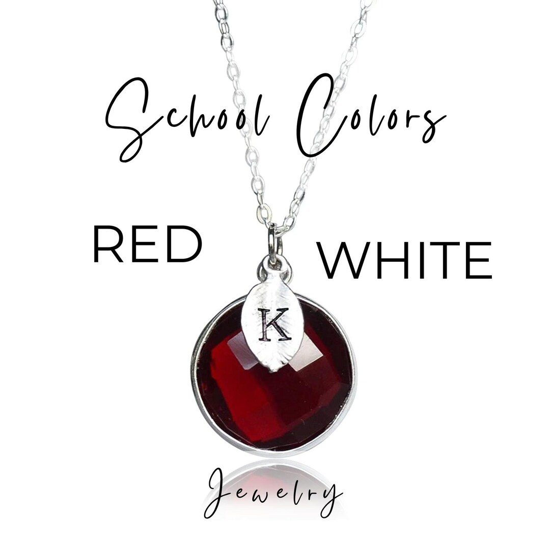 School Colors: Red & White Jewelry; Garnet on Sterling Silver W ...