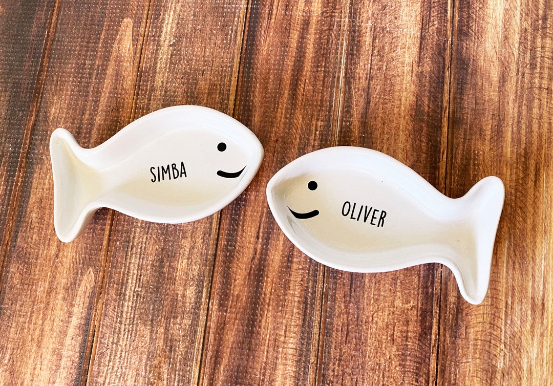 Personalized Cat Bowl, Fish Shaped Cat Dish, Cat Gift, Kitten Bowl ...