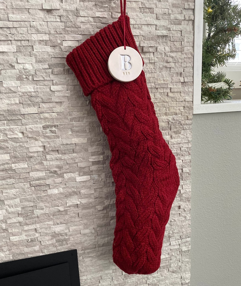 Personalized RED Christmas Stocking Knitted Holiday Stocking - Etsy