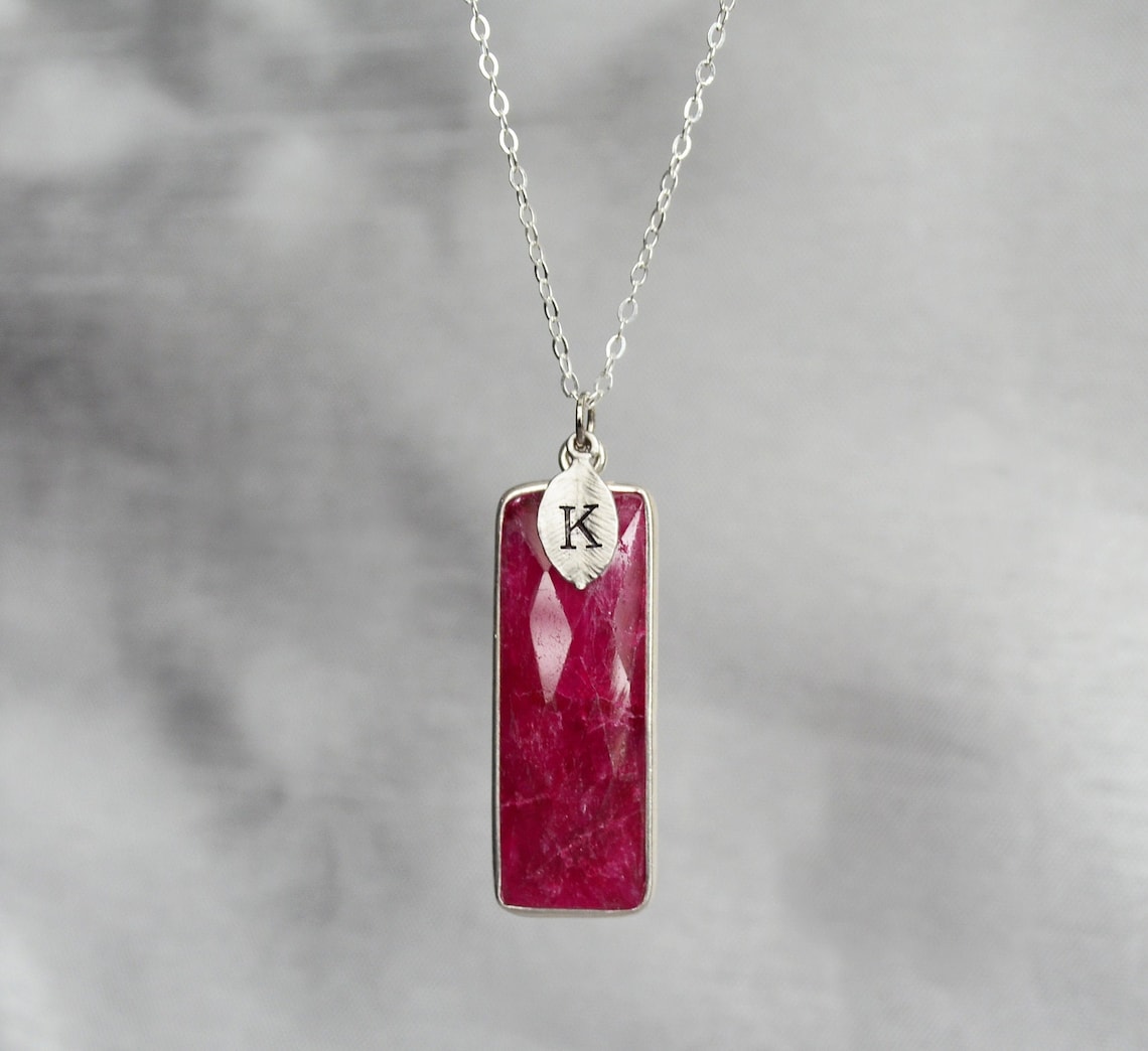 Ruby Necklace July Birthstone Necklace Ropada Stone | Etsy